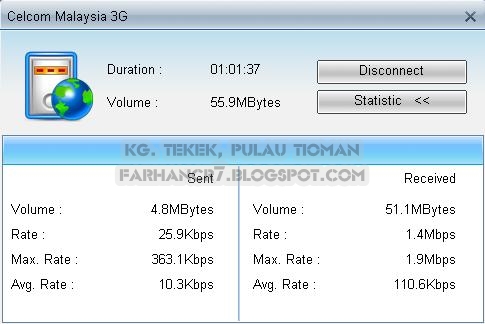 Celcom Broadband Coverage 3G High Speed at Pulau Tioman - defarhano.com