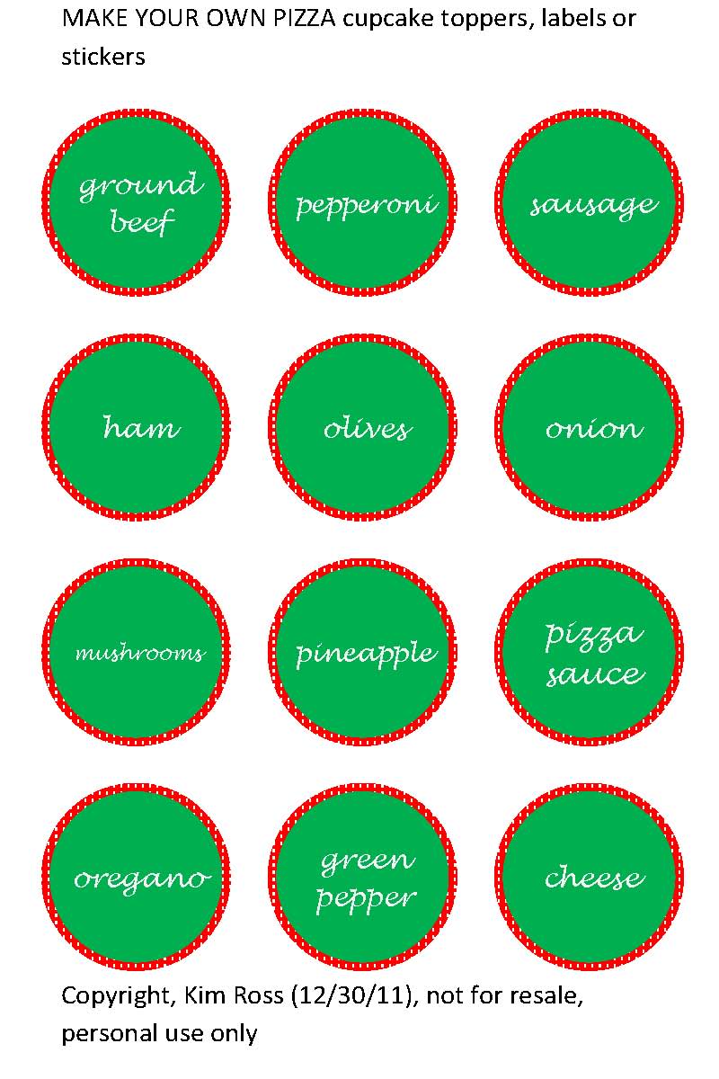 Tea Time Parties Cupcakes MAKE YOUR OWN PIZZA Cupcake Toppers tea-time-parties-cupcakes-make-your-own-pizza-cupcake-toppers