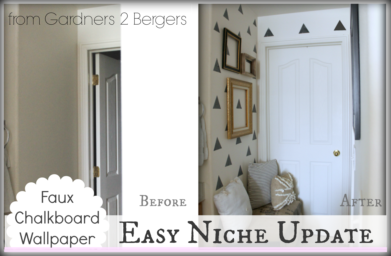 from Gardners 2 Bergers: Easy Niche Update: DIY Triangle [Faux] Wallpaper