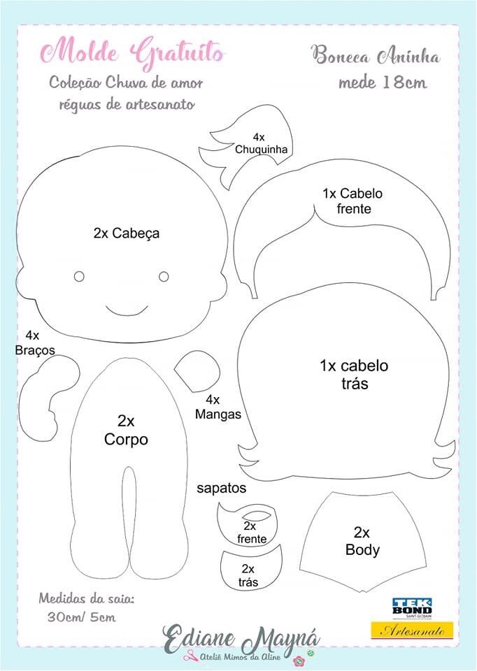 Eu Amo Artesanato: Boneca em Feltro com molde