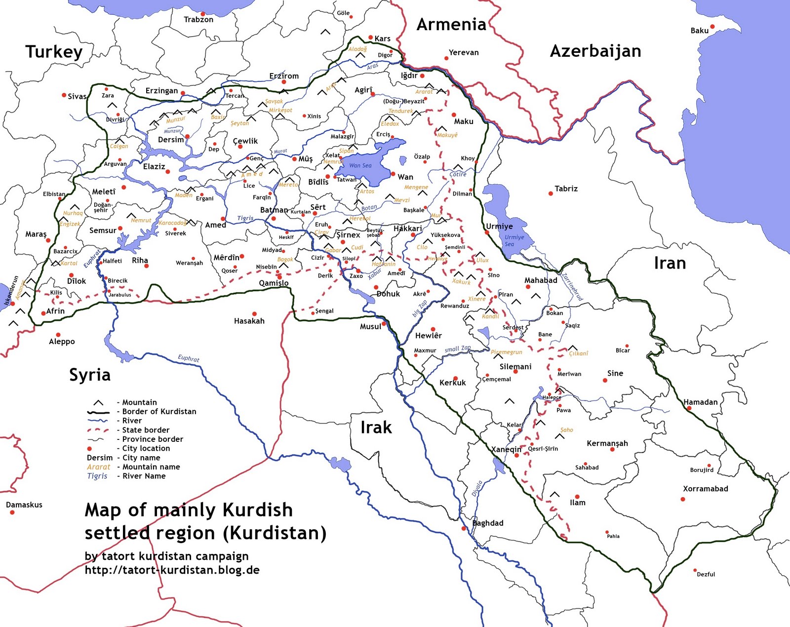 Ararat-Roma: Kurdistan map