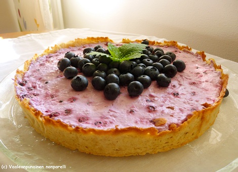 Vaaleanpunainen Nonparelli: Mustikka-rahkapiirakka
