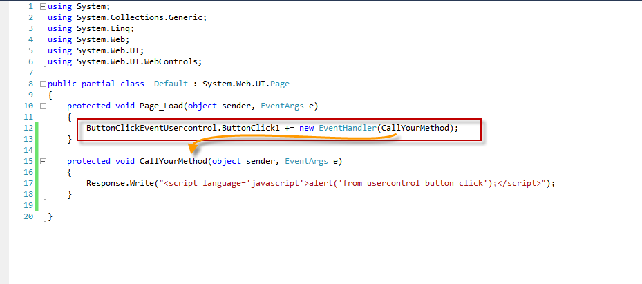 Web And Mobile Apps Codeware How To Call Method In Aspx Page From A Usercontrol Button Click Event 7046