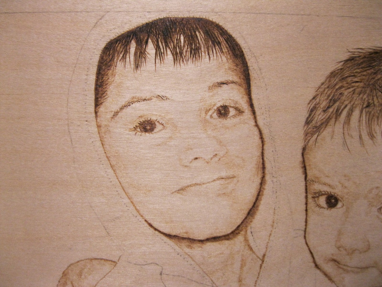 PYROGRAPHY PORTRAITS by WoodLuv: Pyrography Portrait - My Boys No. 2