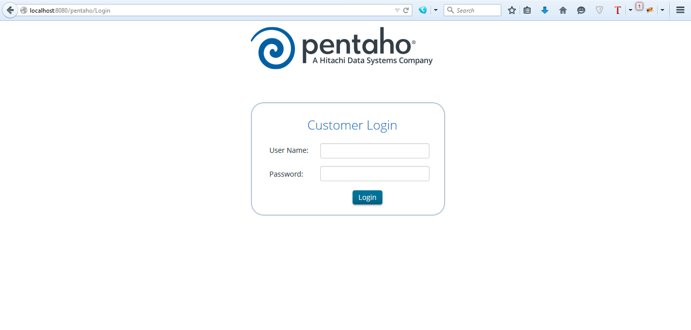 Hitachi Vantara Pentaho Bi Suite Tutorials Pentaho 54 Ce Login Page Or Pentaho User Console