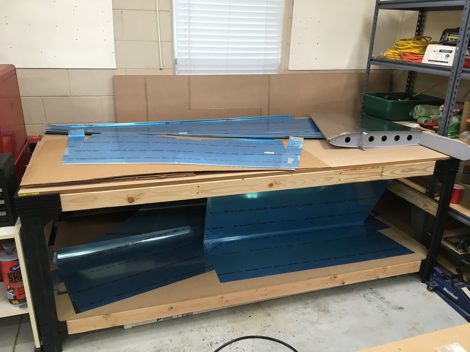 Alex's RV-14A Build Log: Section 7 - Rudder (new bench/shelf; trailing ...