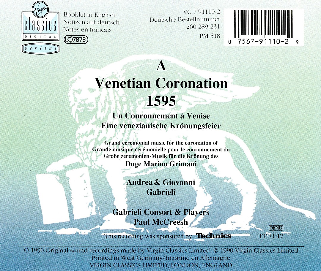 makdelart - classique: A Venetian Coronation 1595 (Gabrieli Consort ...