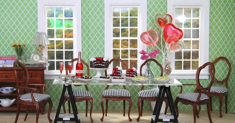 Valentine's Table Scene — Paper Doll Miniatures