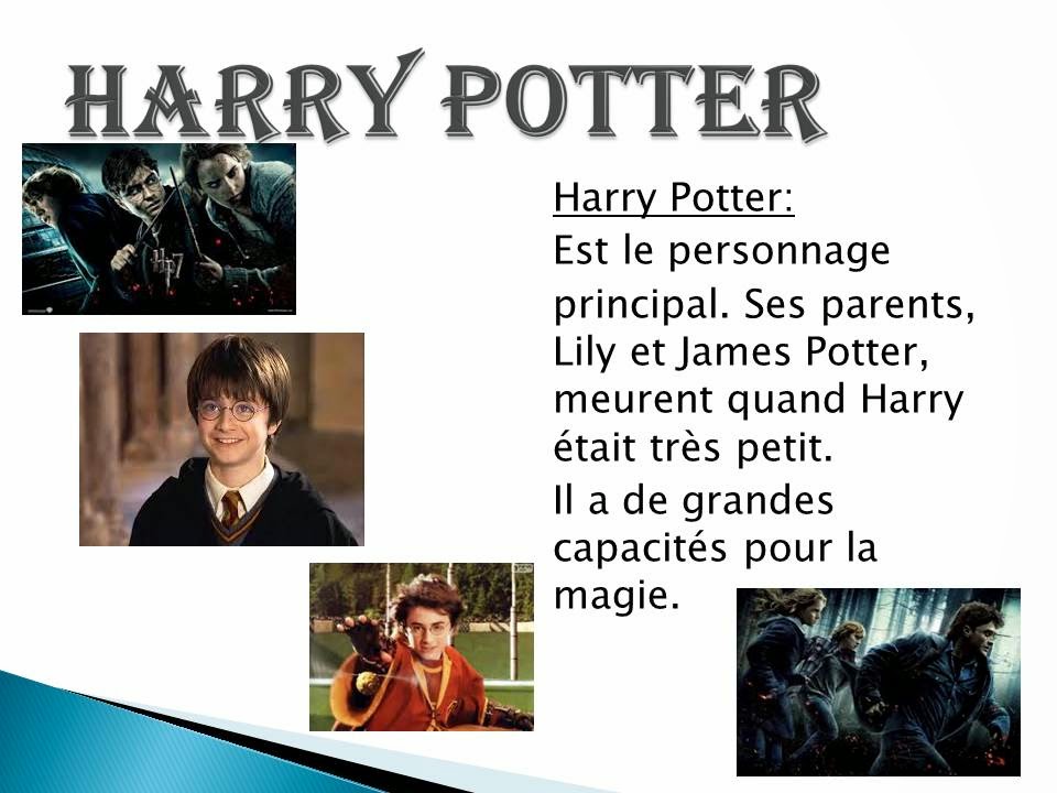 Classe de CM2. École Saint Louis des Français.: Exposé. Harry Potter