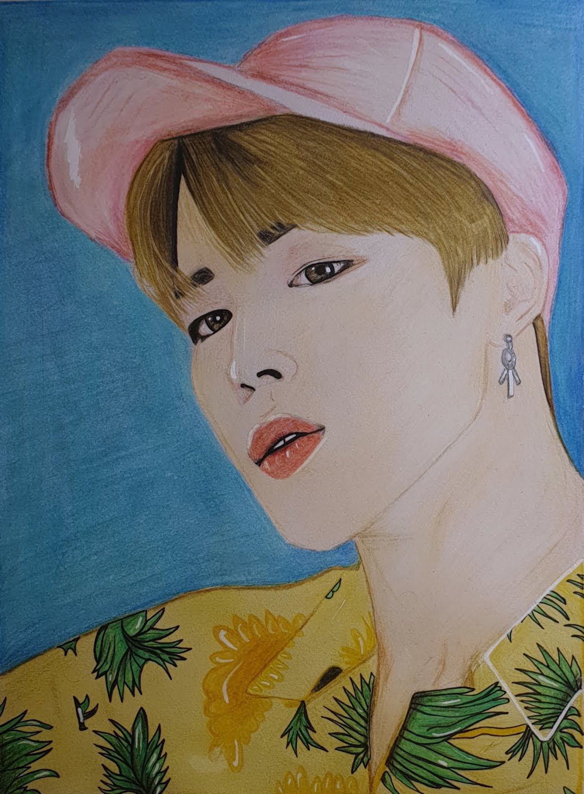 Step-by-step drawing of Jimin from BTS