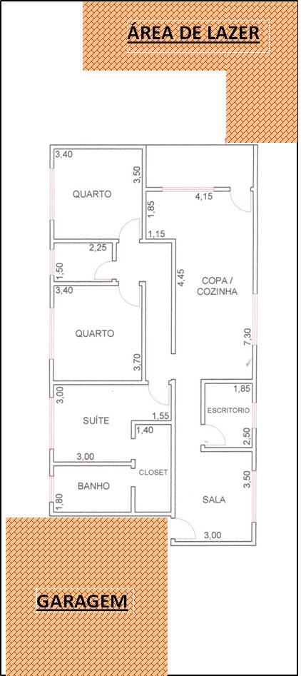plantas de casas estreitas e compridas