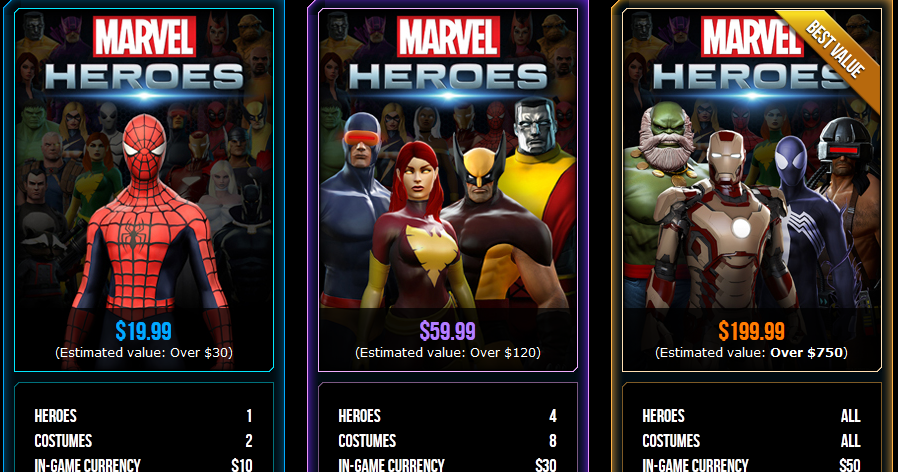 Marvel Heroes - уже доступны первые пакеты с предзаказом