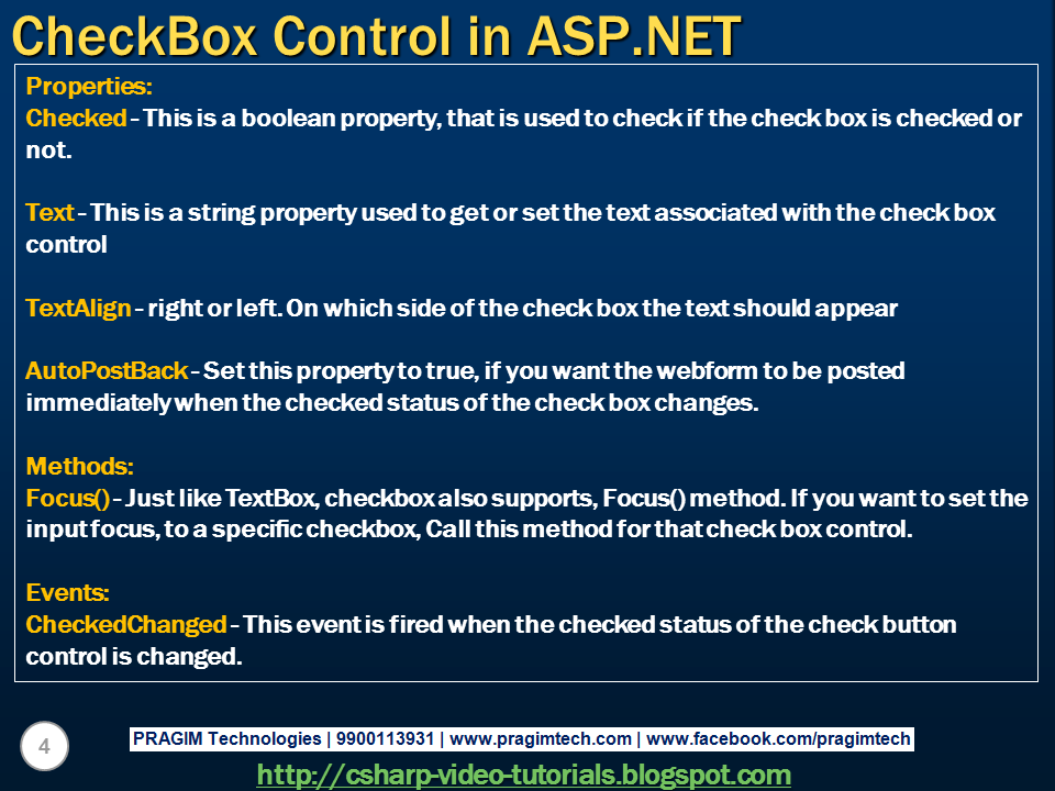 Sql Server Net And C Video Tutorial Part 12 Aspnet Checkbox Control