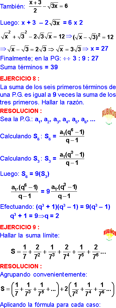 PROGRESIONES GEOMETRICAS EJEMPLOS Y EJERCICIOS RESUELTOS - ÁLGEBRA PRE PDF