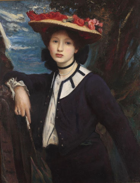 ART BLOG: George Spencer Watson - Portrait of a Lady Holding a Parasol