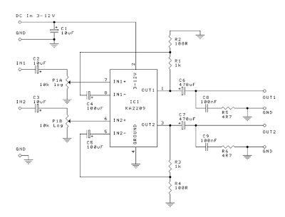 วงจรอิเล็กทรอนิกส์ (Electronic circuits): 1W STEREO KA2209 AMPLIFIER ...
