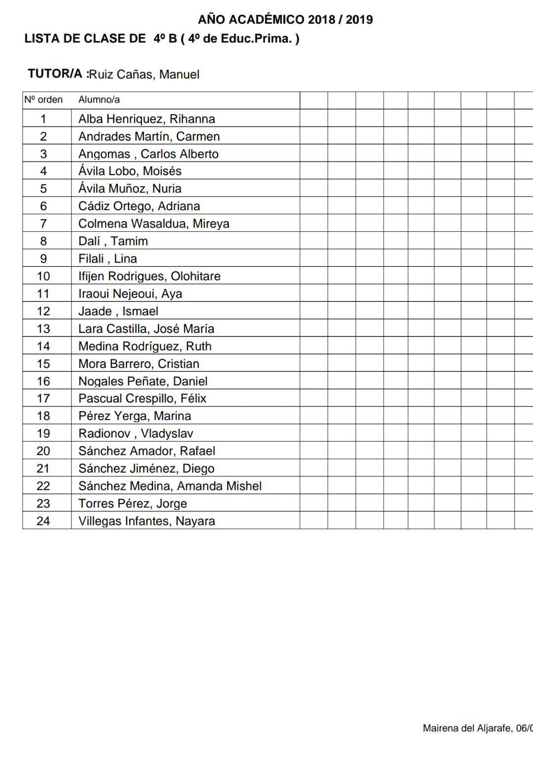 BLOG DEL CEIP LEPANTO MAIRENA: LISTAS DE CLASE INFANTIL Y PRIMARIA