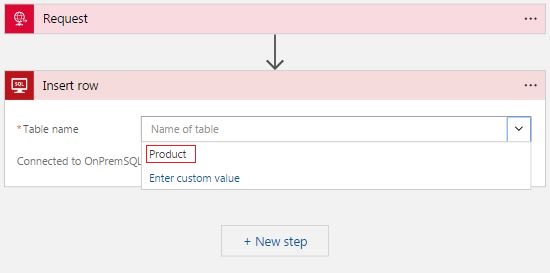Inserting data in On Premises SQL Database using Logic Apps
