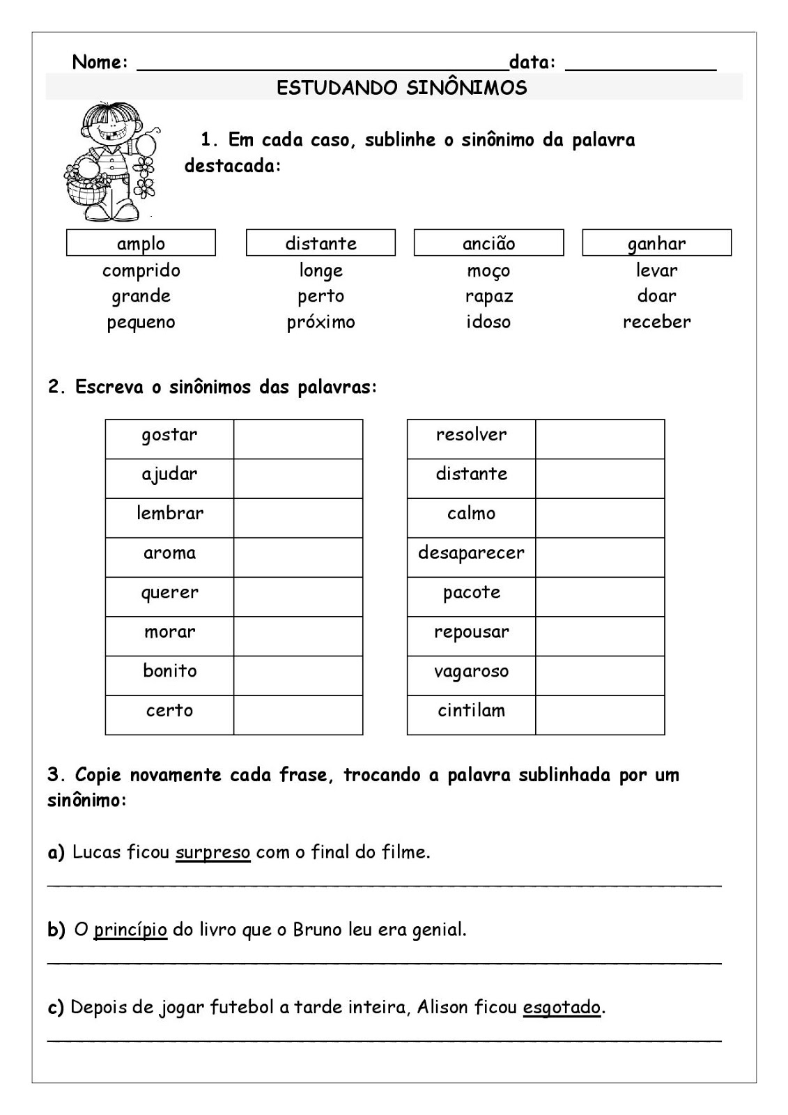 Sinônimos - Atividades Adriana | Atividades de sinônimo, Atividades ...
