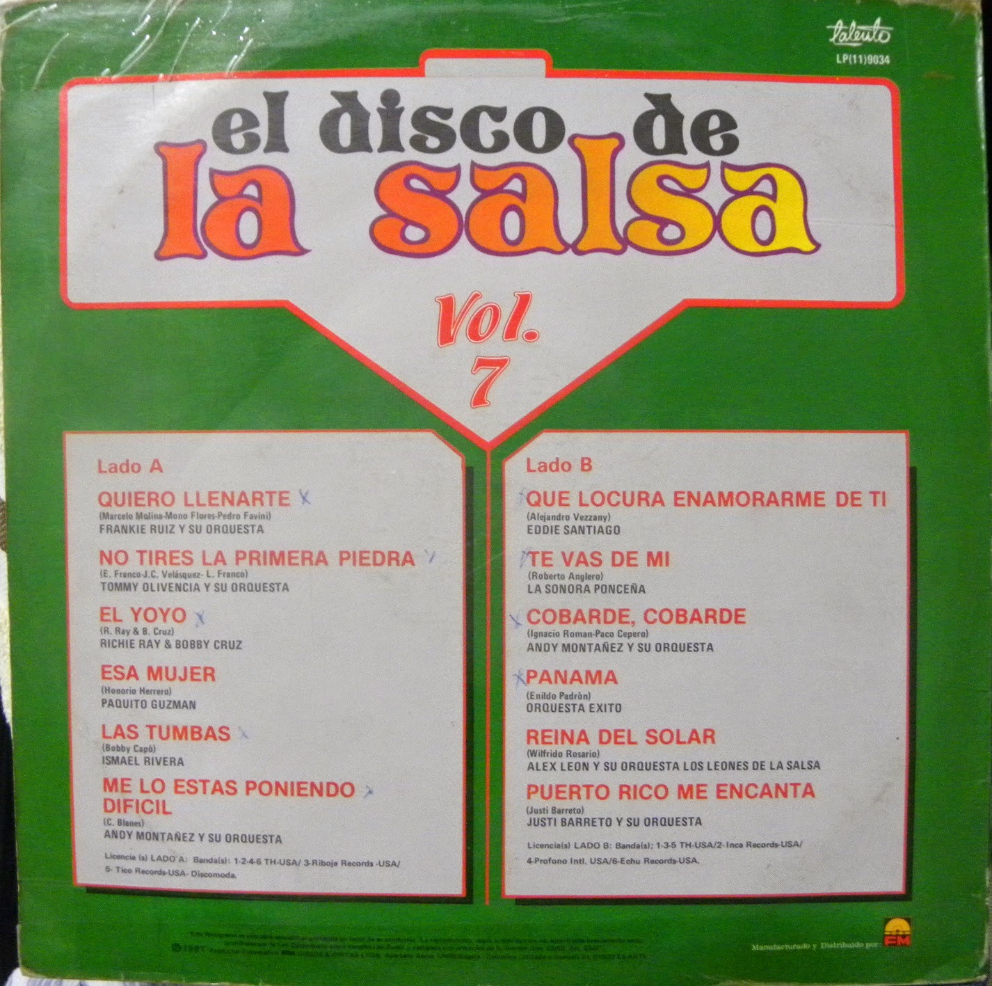 MELODIAS DE COLOMBIA: EL DISCO DE LA SALSA VOL. 7 (1987)