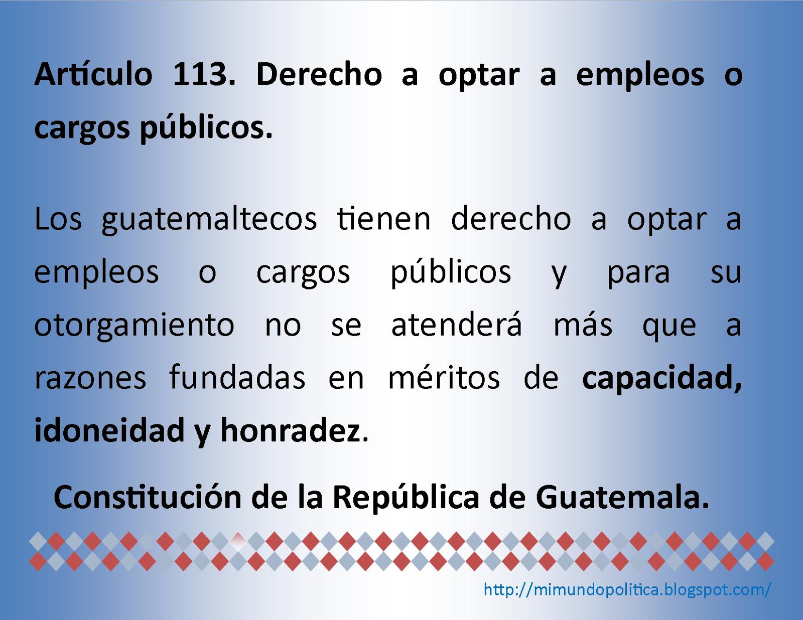 mujeres + política: Artículo 113. Derecho a optar a empleos o cargos ...