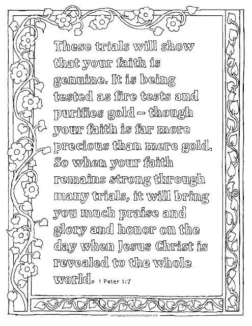 Coloring Pages for Kids by Mr. Adron: 1 Peter 1:7 Print and Color Page