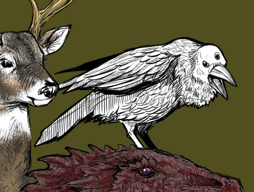 Nabbiebelle Doodles: Three-Eyed-Raven for Game of Thrones piece WIP