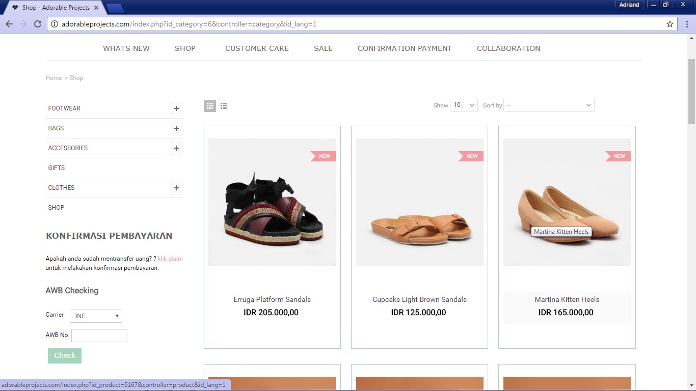 Analisa Tampilan pada Website AdorableProjects