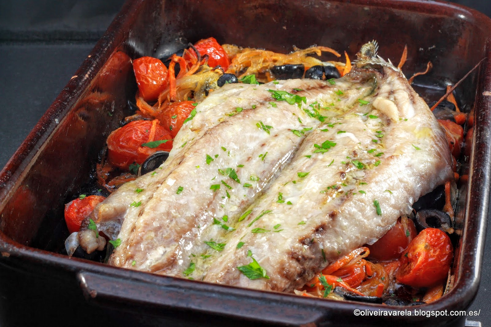 Jurel al horno con verduras