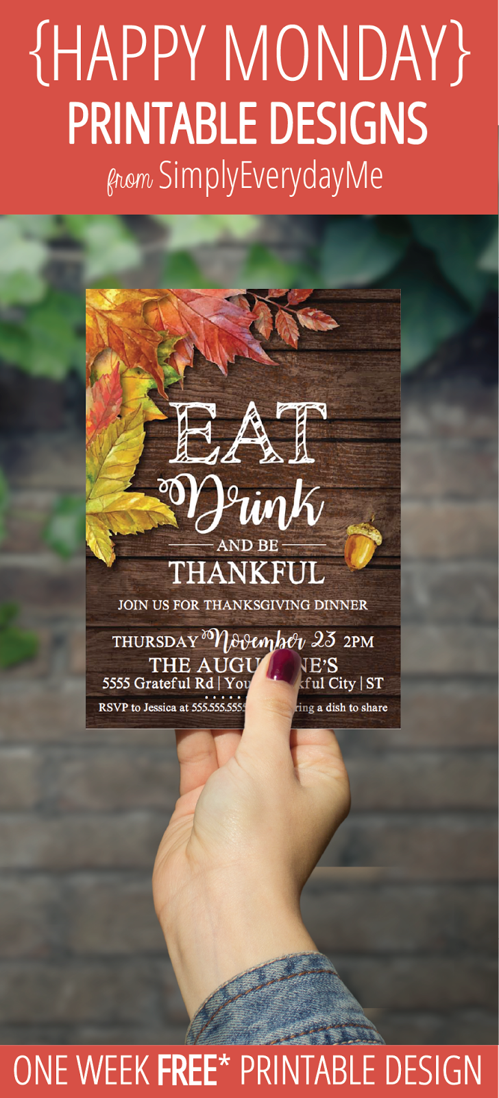 SimplyEverydayMe: {HAPPY MONDAY}... Another... Thanksgiving Invitation...