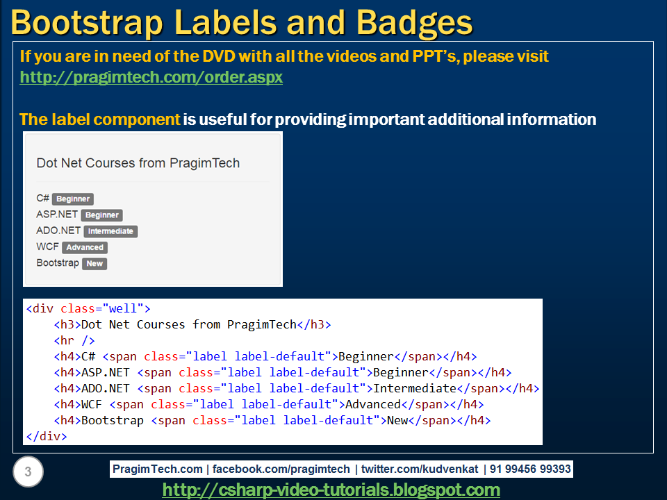 Sql Server Net And C Video Tutorial Bootstrap Labels And Badges