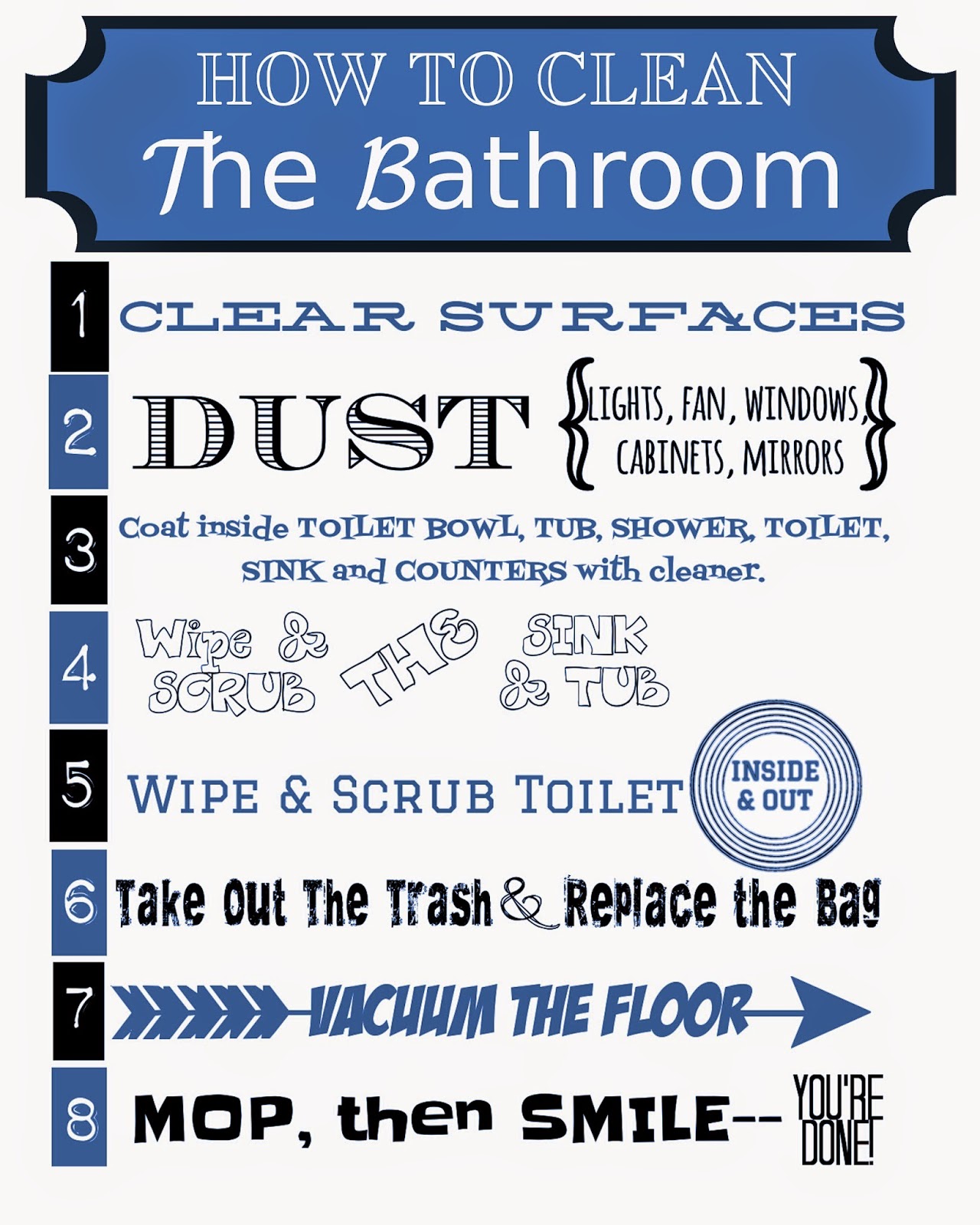 "How to Clean the Bathroom" Printable | So Much To Make