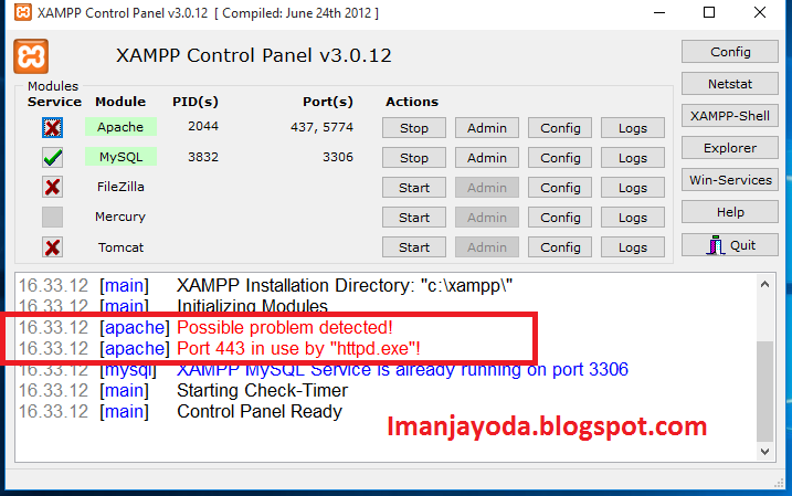 Cara Mengatasi Apache Tidak Bisa Running (Start) di Xampp