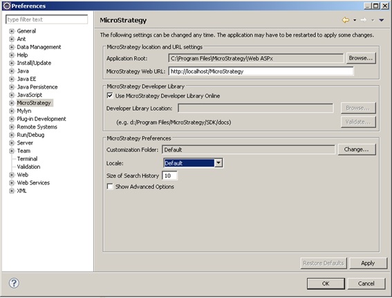MicroStrategy Web Customization