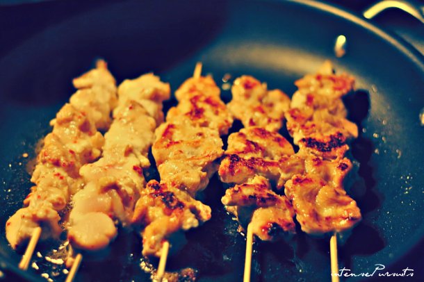 Food: chicken satay - pan grilled