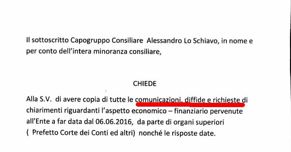 La Sirena e il Castellano: "...si resta in attesa di più esaurienti ...