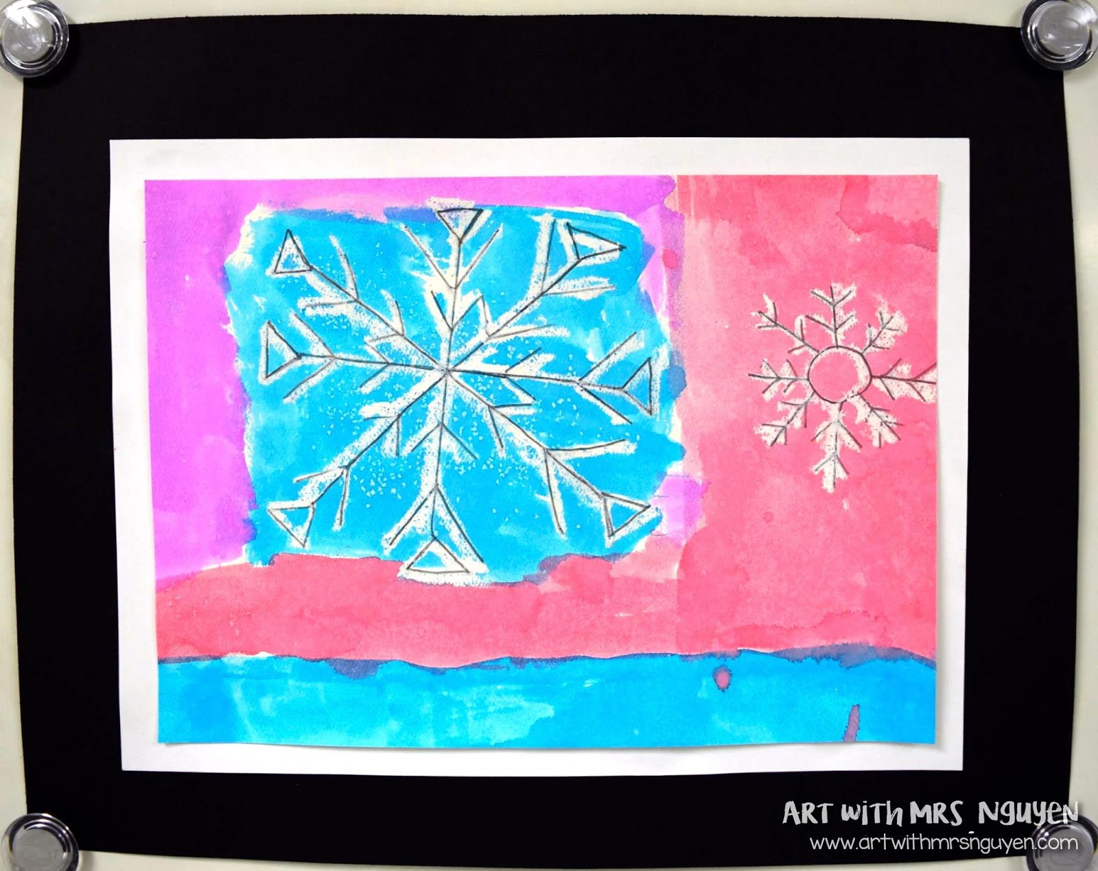 Watercolor Snowflake Paintings (3rd) | Art with Mrs. Nguyen