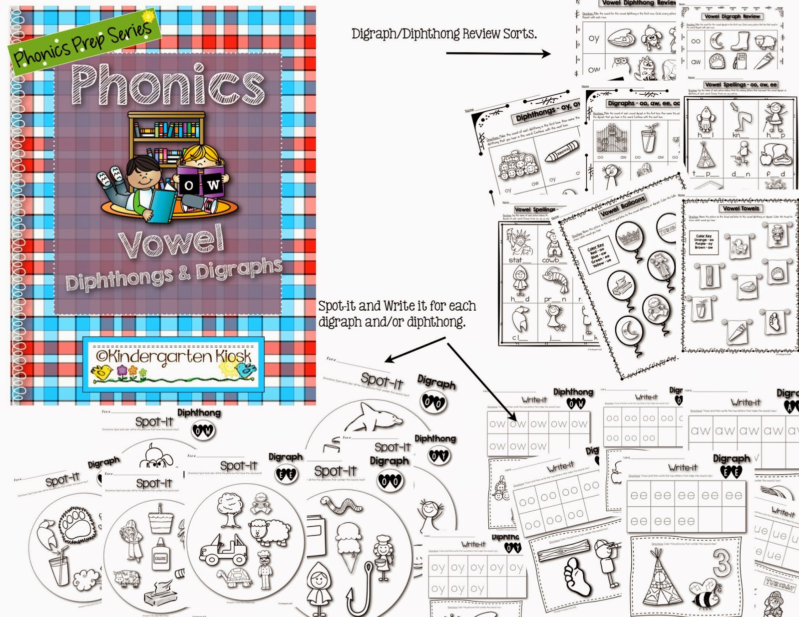 Kindergarten Kiosk: Phonics Prep: Vowel Digraphs and Diphtongs