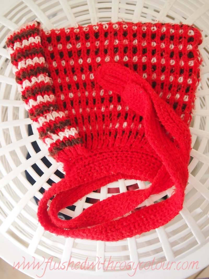 Flushed with Rosy Colour: Knitted Red Bonnet