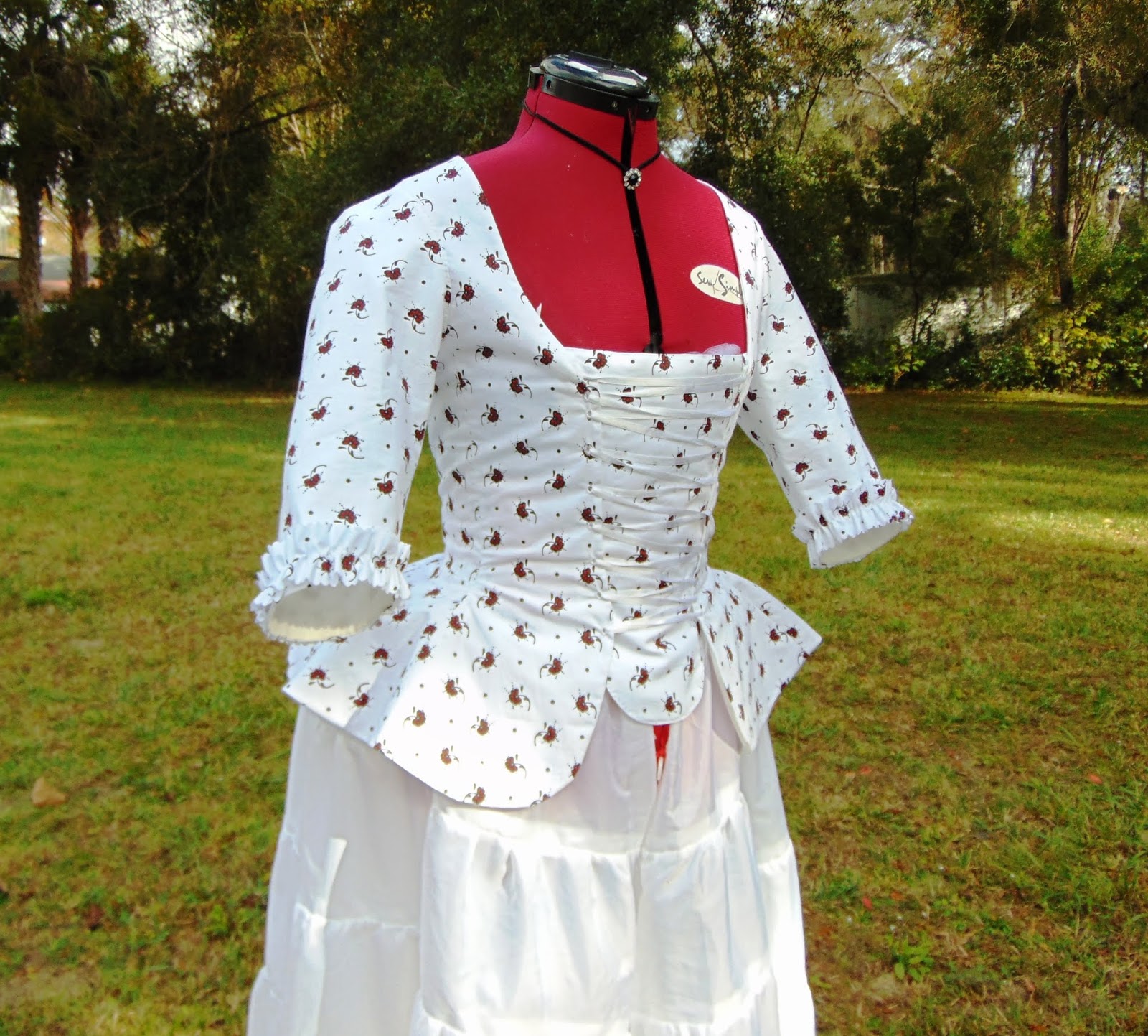 The Antique Sewist: 1770s Casaquin Jacket - White Print Chintz