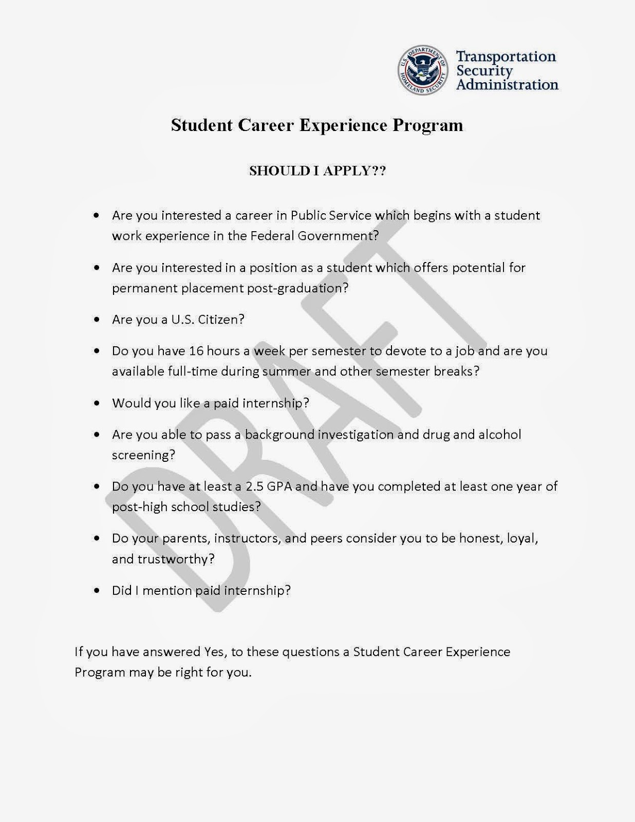 CCJS Undergrad Blog: TSA Internship - Student Career Experience Program (SCEP)