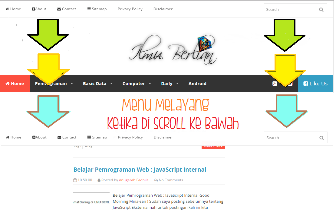 Cara Membuat Menu Navigasi Melayang Mengikuti Scroll Bar atau Menu ...