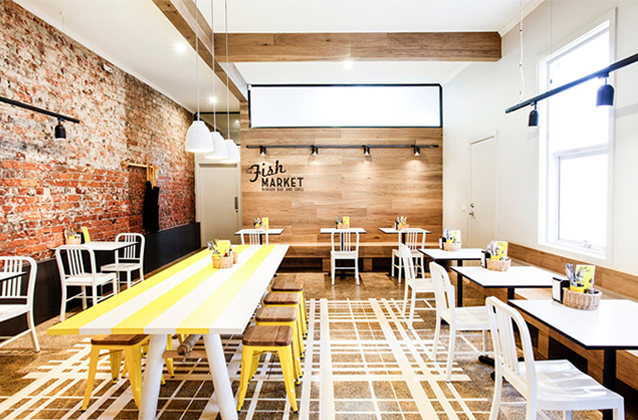 Inspiring Interior in a Fish Market with fresh yellow details – 79 ideas