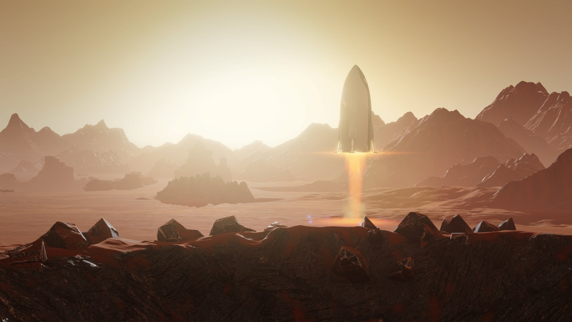 human Mars: Spaceship landing on Mars from Surviving Mars game