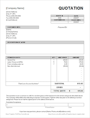 Price Quotation Samples | Template | Format | Excel - Project ...