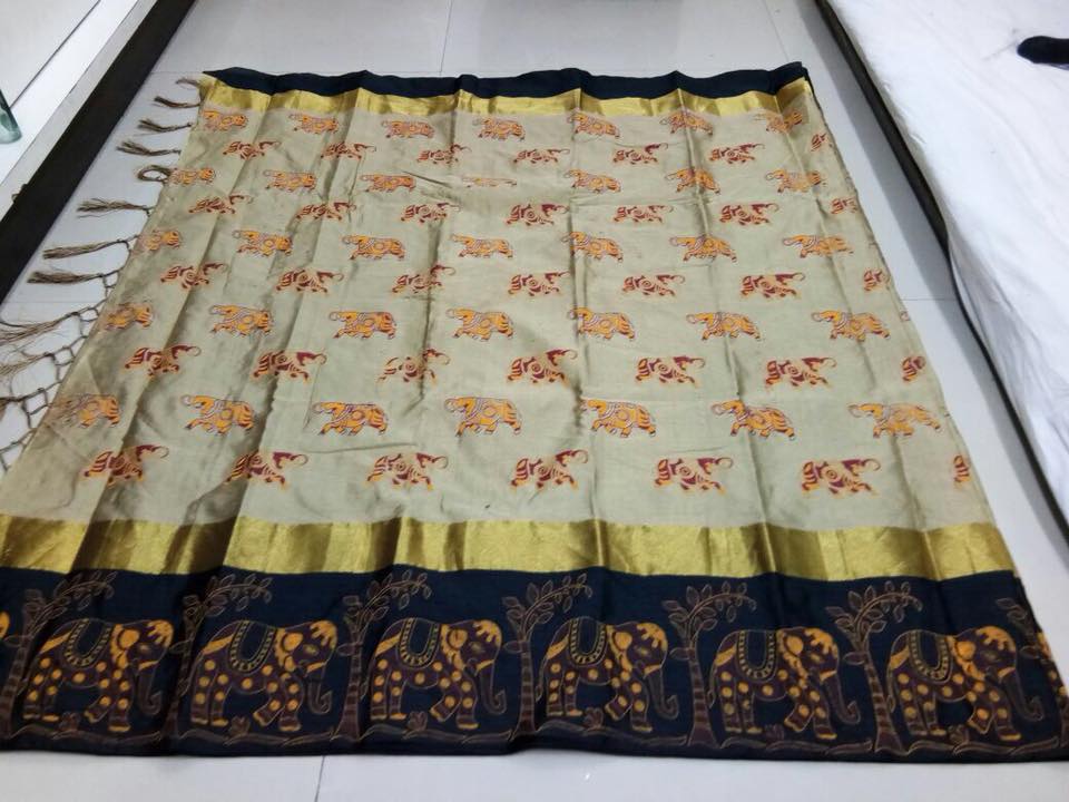 New model cotton saree with Pigment work |Cotton sarees 2018