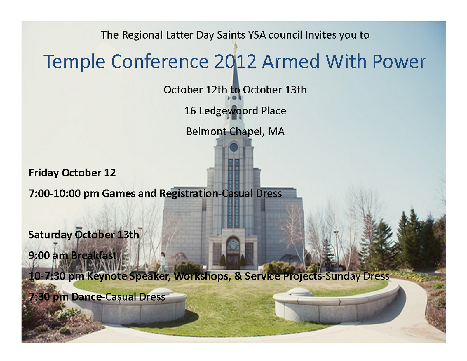 Boston Stake YAG: 2012 Temple Conference - Armed With Power