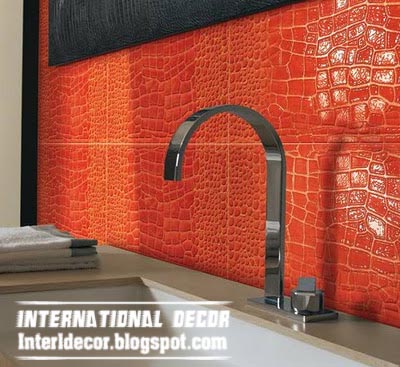 Modern red wall tile designs ideas for bathroom
