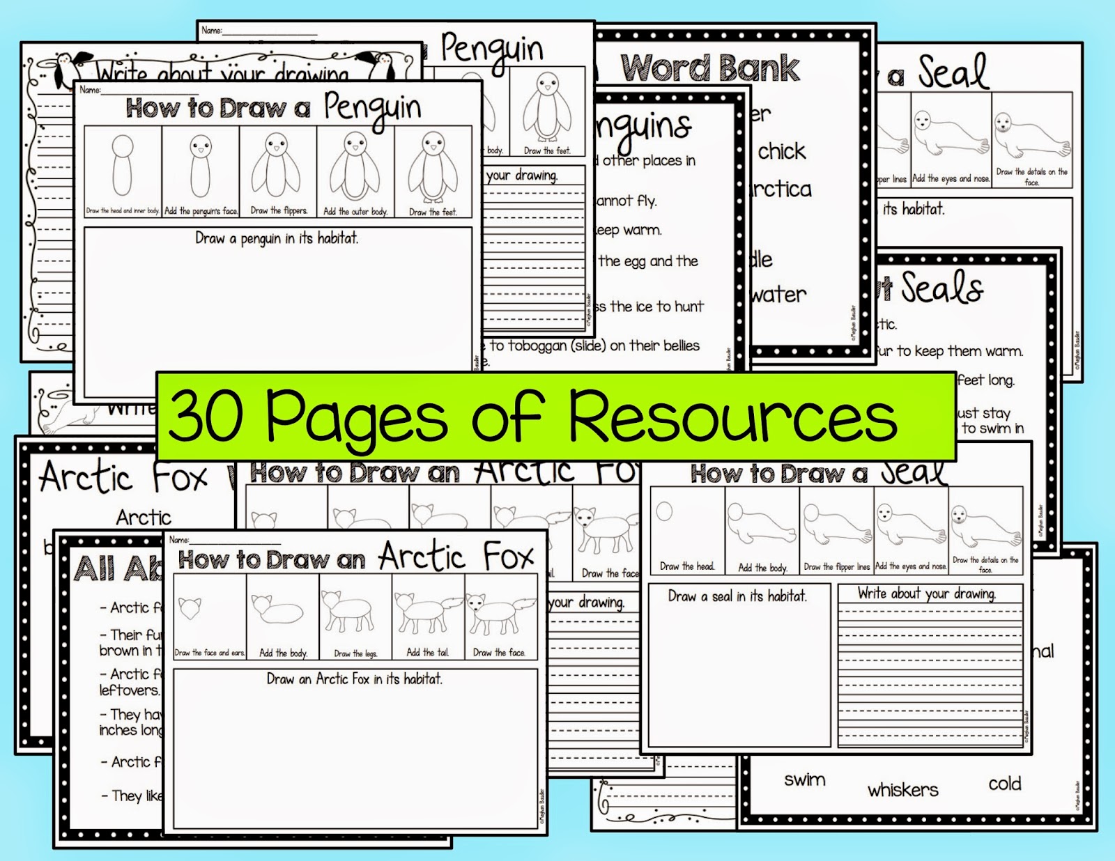 The Creative Colorful Classroom: How to Draw Polar Animals- Writing Center