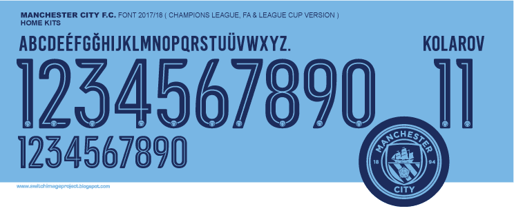 Football teams shirt and kits fan: Font Manchester City EURO 2017-18 Kits